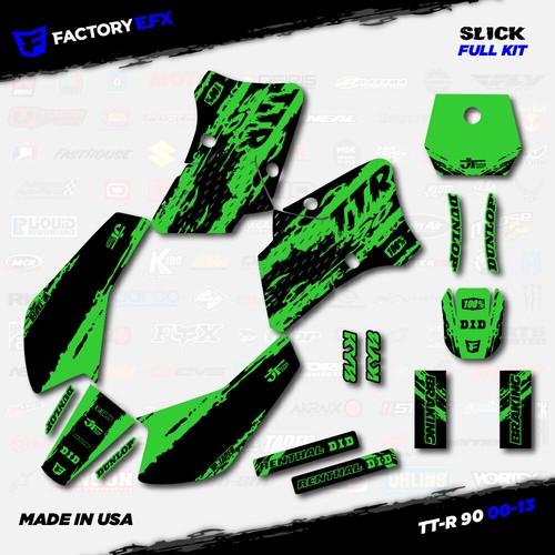 Black & Green Slick Racing Graphics Kit fits 00-08 YAMAHA TTR90 TTR 90 ...