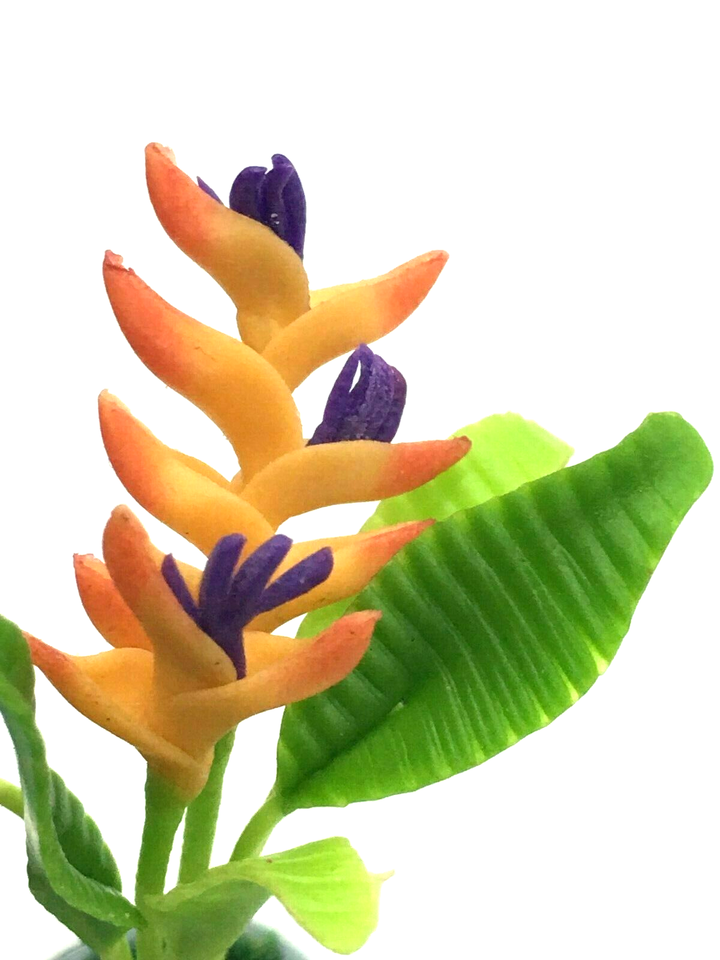 Handmade Clay Miniature Heliconia Plant in Ceramic Pot Dollhouse 1:12 ...