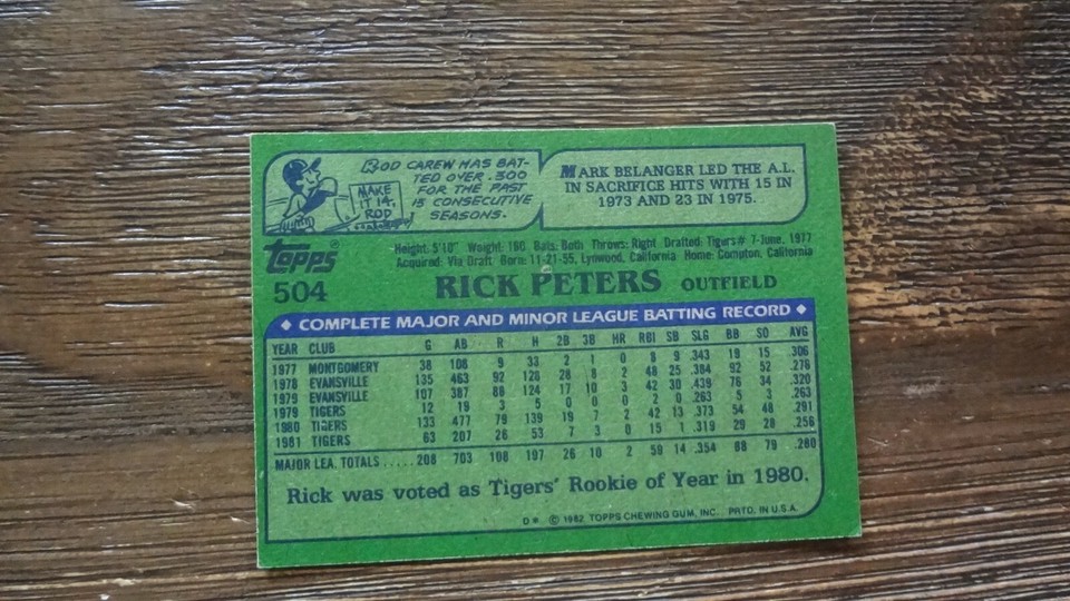 1982 TOPPS # 504 RICK PETERS BASEBALL CARD | eBay