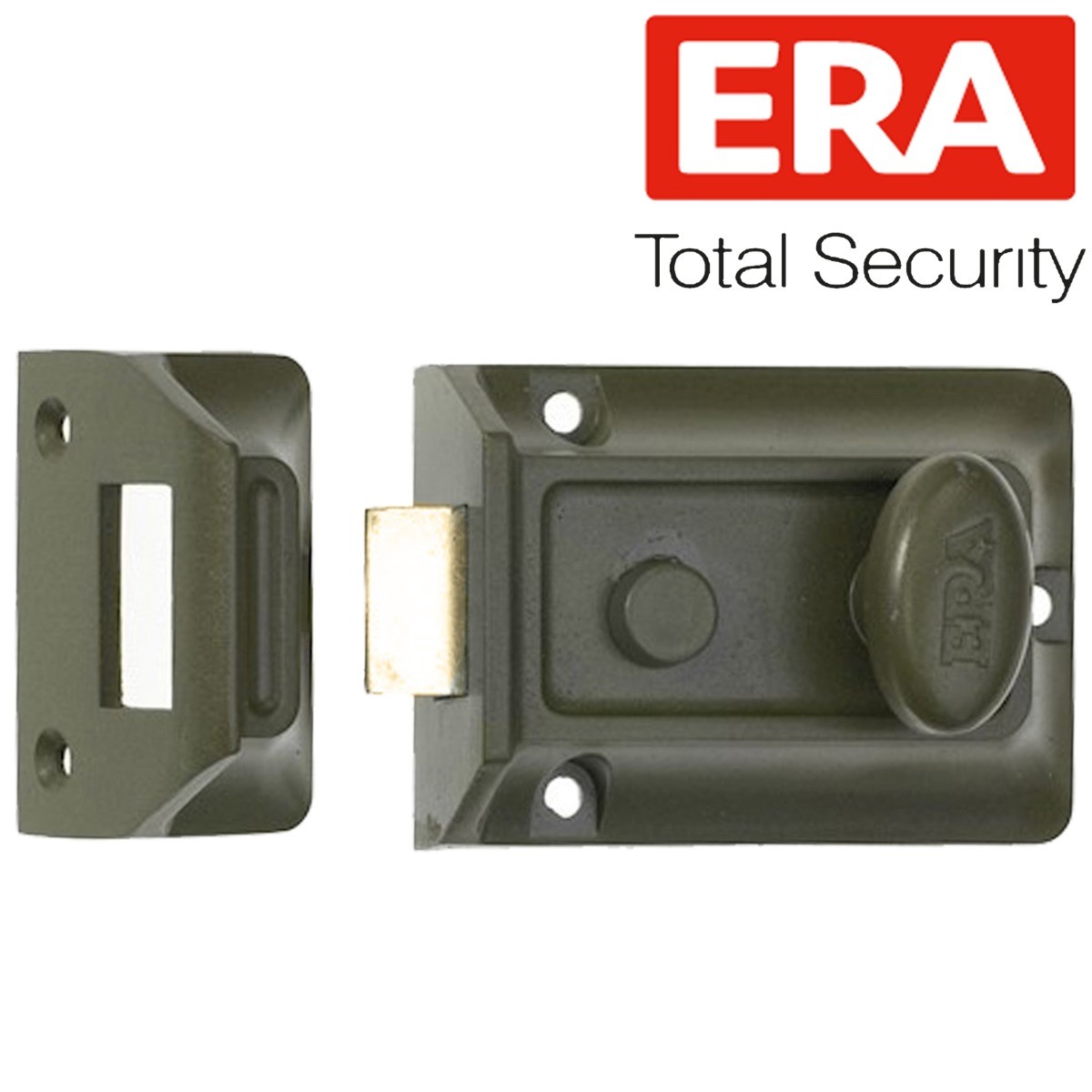 NIGHT LATCH SET Reversible Era Traditional Green Brass Rim Cylinder ...