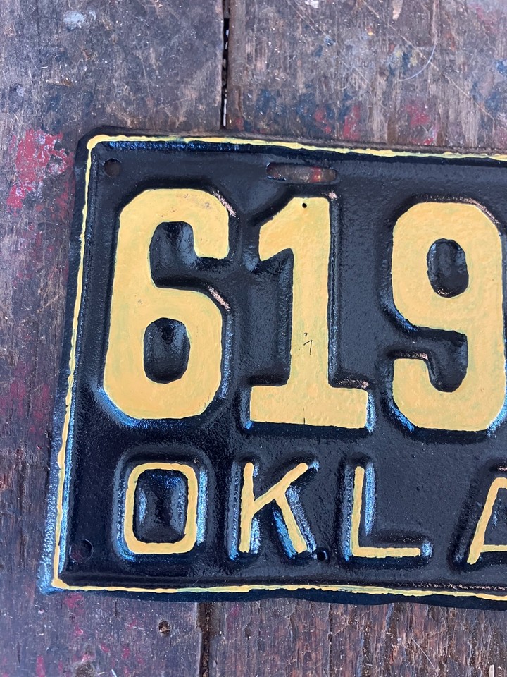 1927 OKLAHOMA LICENSE PLATE 619-830 REPAINTED SOLID BODY AUTO ...