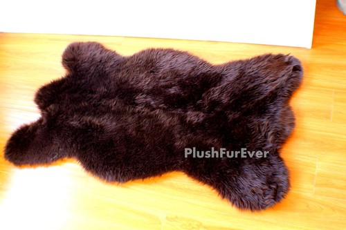 Premium Faux Fur Bearskin Rug Realistic Shape Shaggy Fake Fur Carpet ...