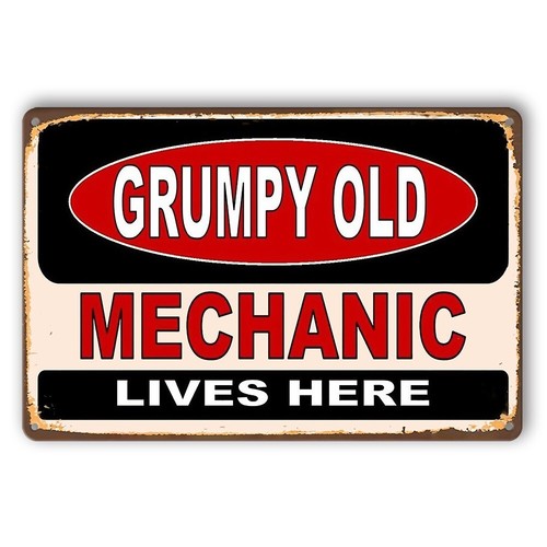 2X Tin Sign GRUMPY OLD MECHANIC LIVES HERE Decorative Wall Art Rustic ...