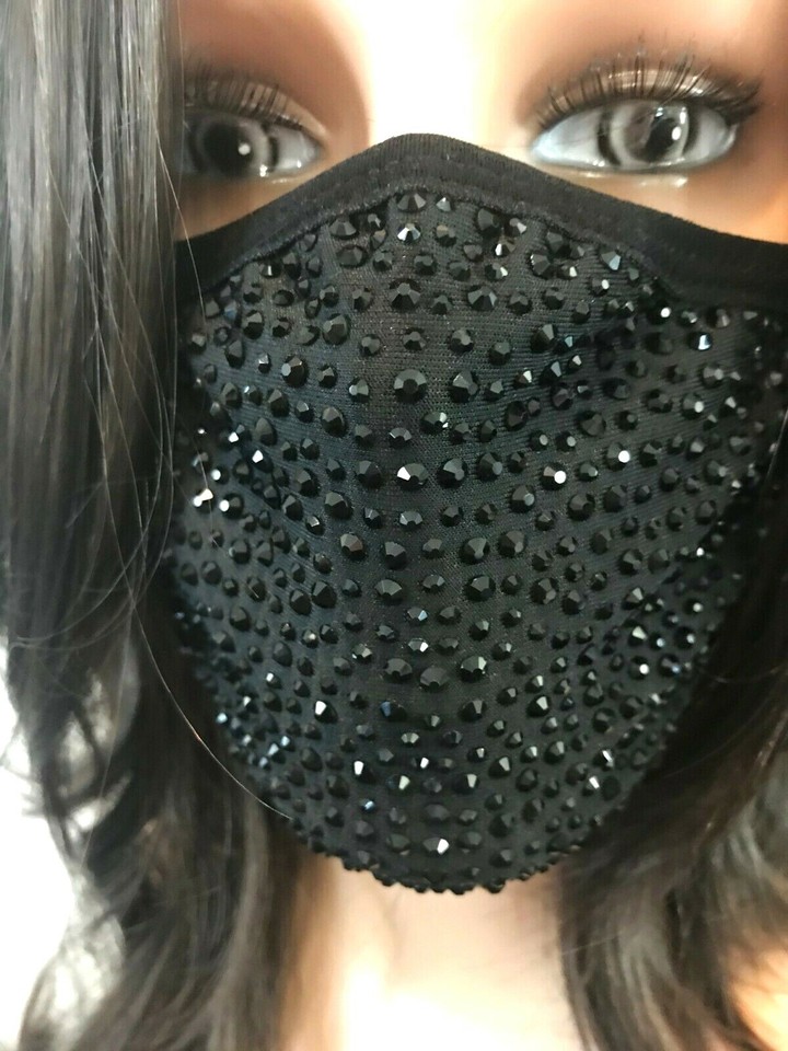 BLACK BLING RHINESTONE BLACK CRYSTAL FACE MASK WITH FILTER INCLUDED | eBay