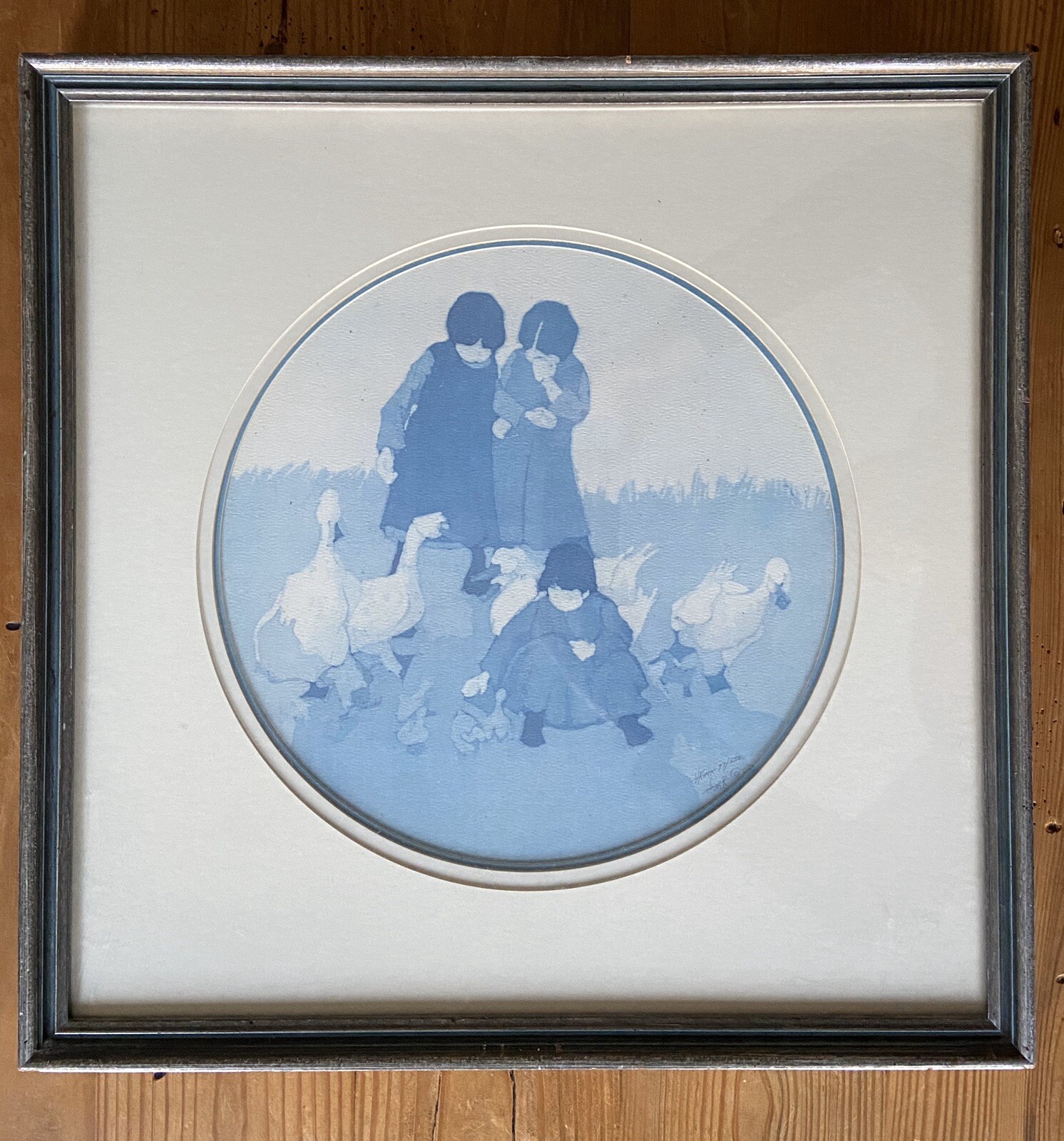 Vera Kirk Batiks & Watercolors AMISH “Silly Ducks” Framed & Matted #77/ ...