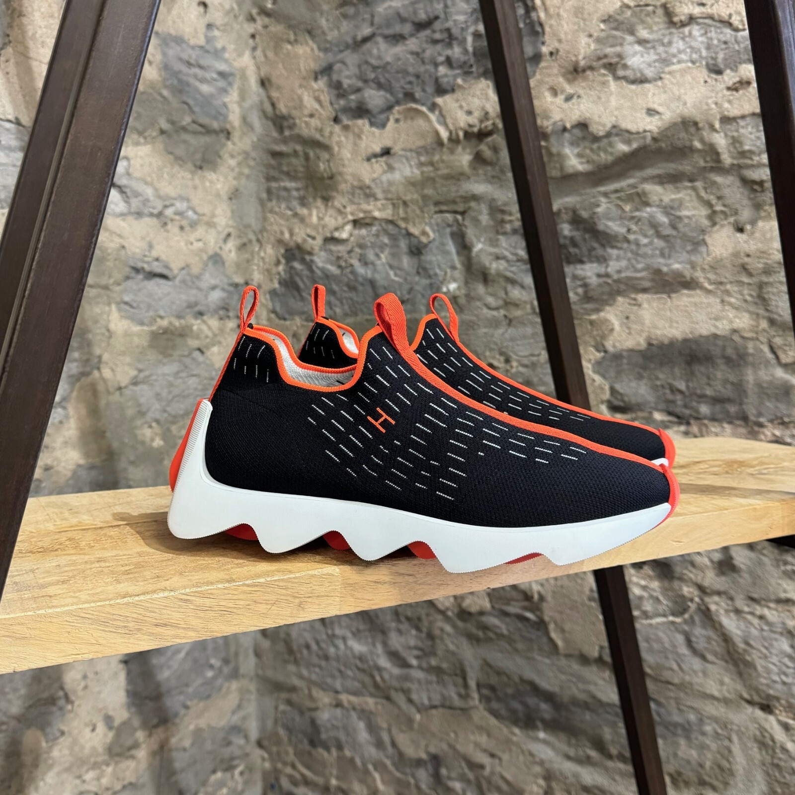 Hermès Black Eclair Technical Knit Sneakers - 40.5 IT… - Gem