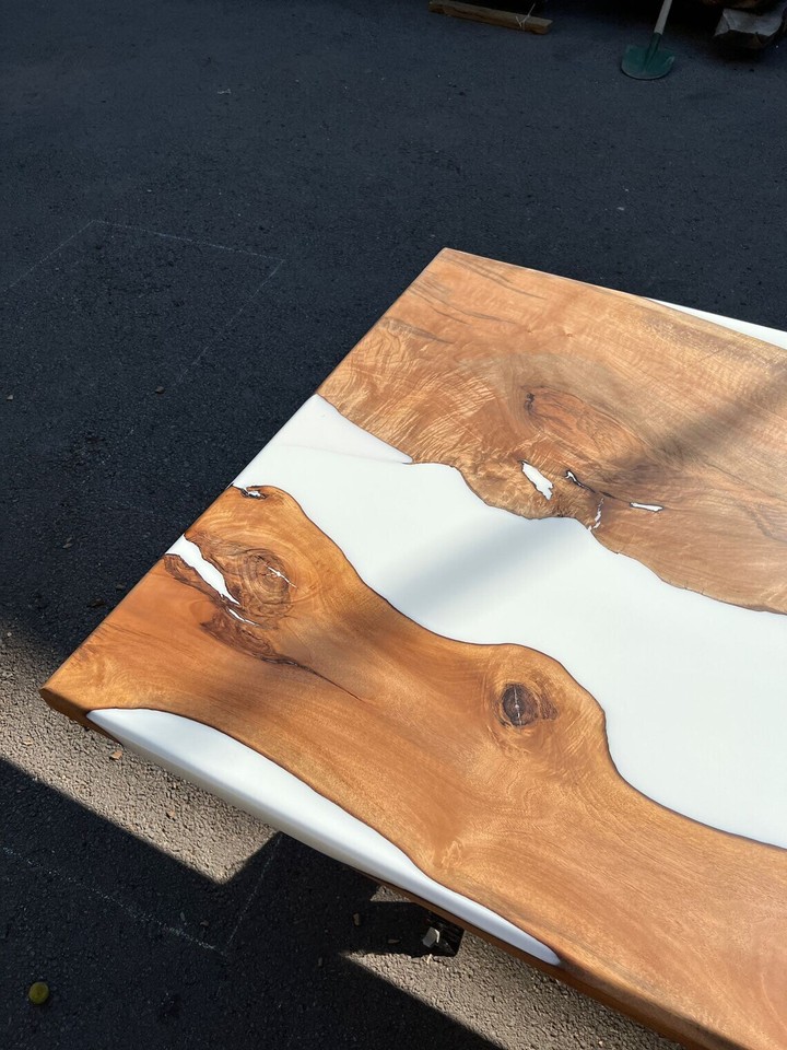 Handmade White Epoxy Table, Custom Walnut Resin Epoxy Table, Resin ...