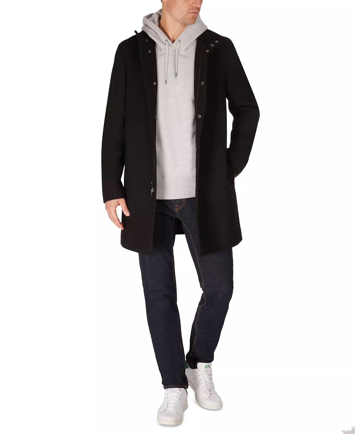 Calvin Klein Mens Slim-Fit Overcoat Coat 40R Black Wool | eBay