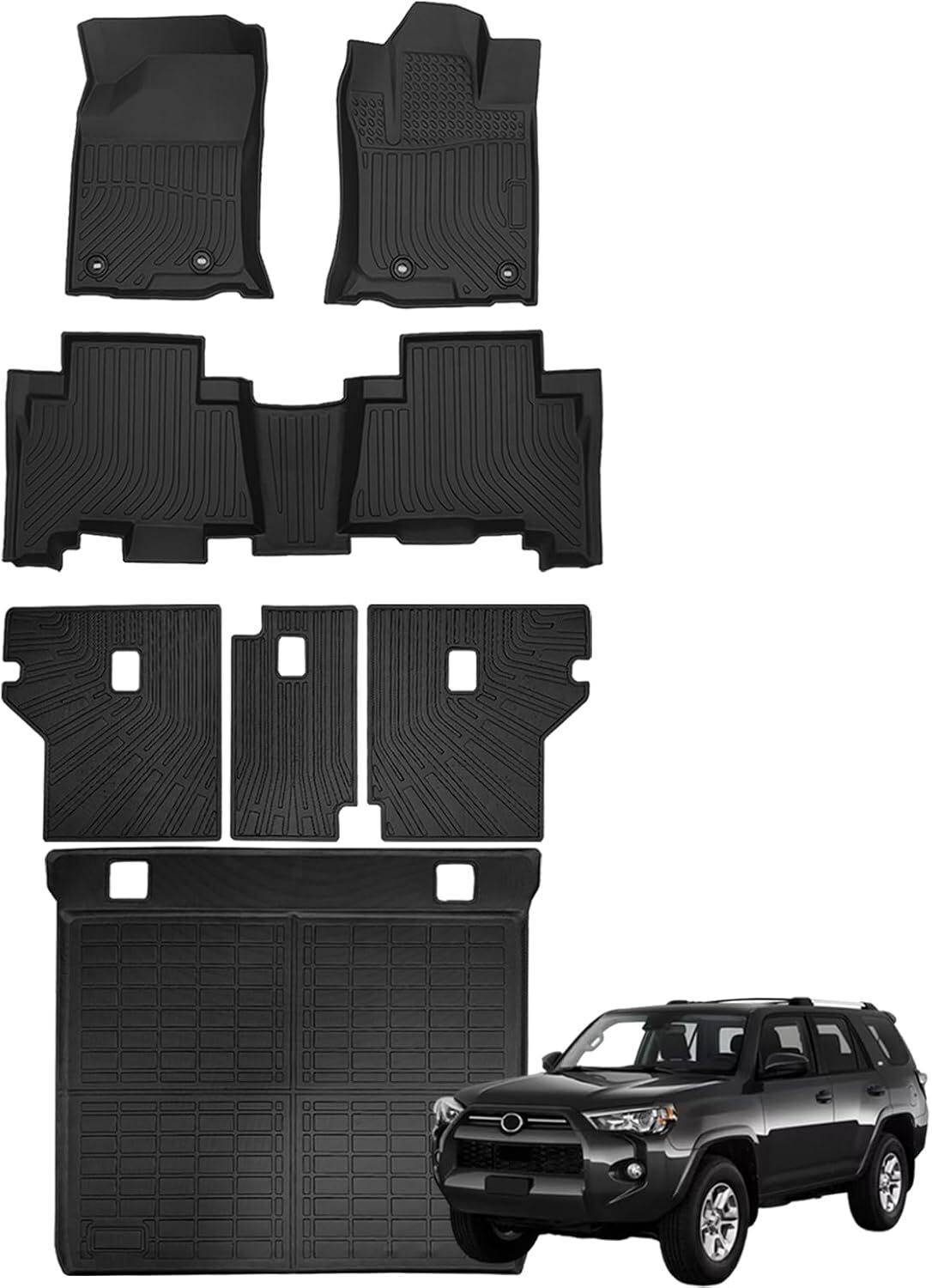 For Toyota 4Runner(5Seats) 2013-2024 Floor Mats & Cargo Liner with ...