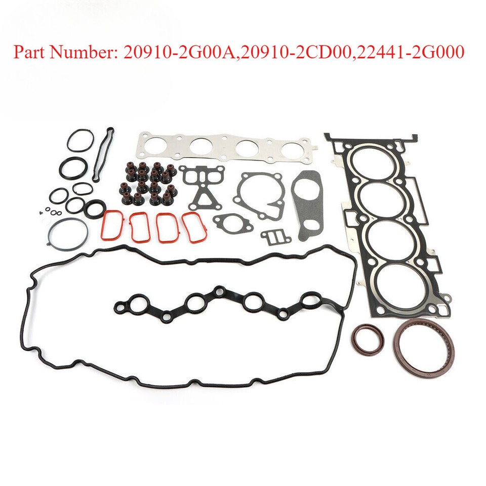 New G4KH Engine Overhaul Gasket Kit w/ Head Bolts For Hyundai Kia 2.0T ...