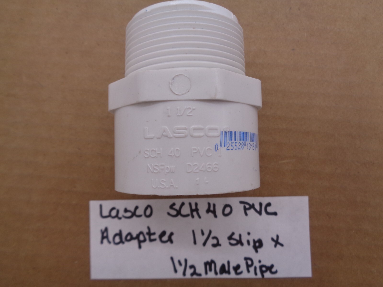 LASCO PVC SCH40 ADAPTER 1 1/2 SLIP X 1 1/2 MALE PIPE THREAD PKG. QTY. 5 ...