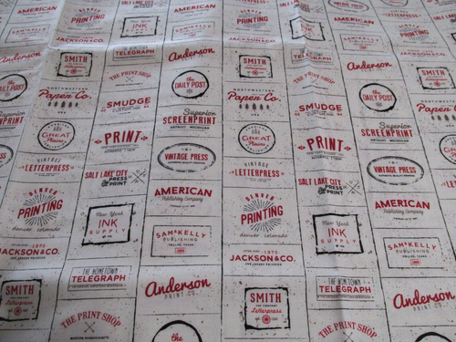 MODA print ship logo Cotton Fabric BTHY half yard ink labels | eBay