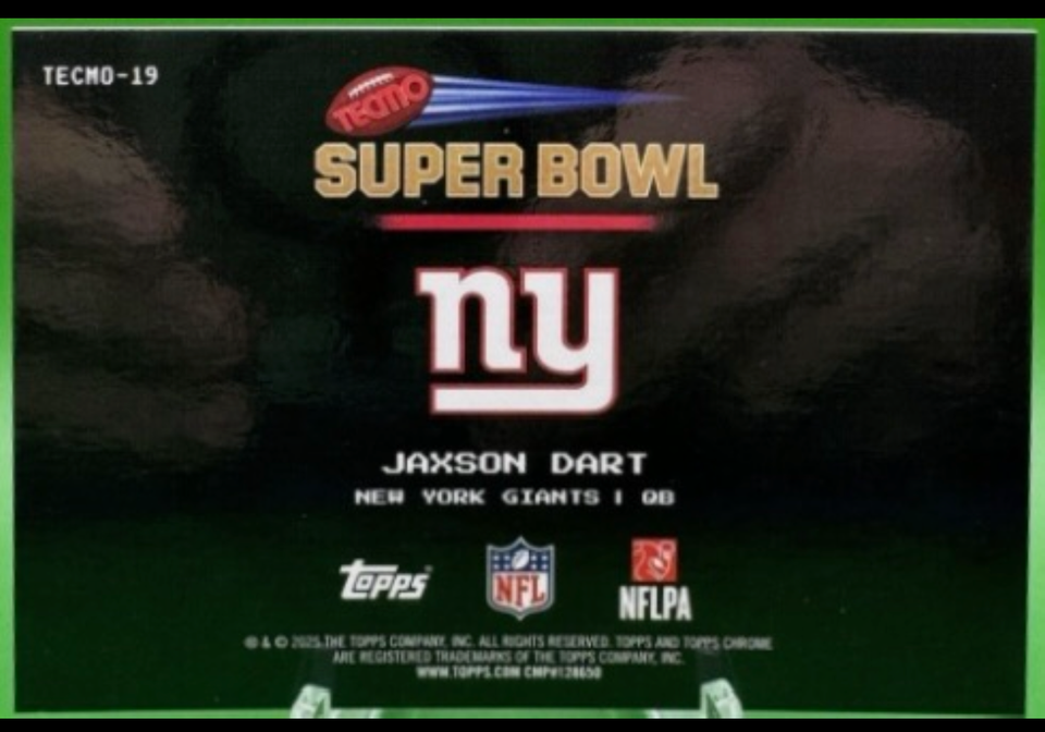 2025 Topps Chrome Jaxson Dart Tecmo Bowl Case Hit Giants SSSP | eBay