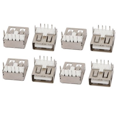 8pcs USB 2.0 Type-A Female Jack 4-Terminals 90 Degree PCB Socket ...