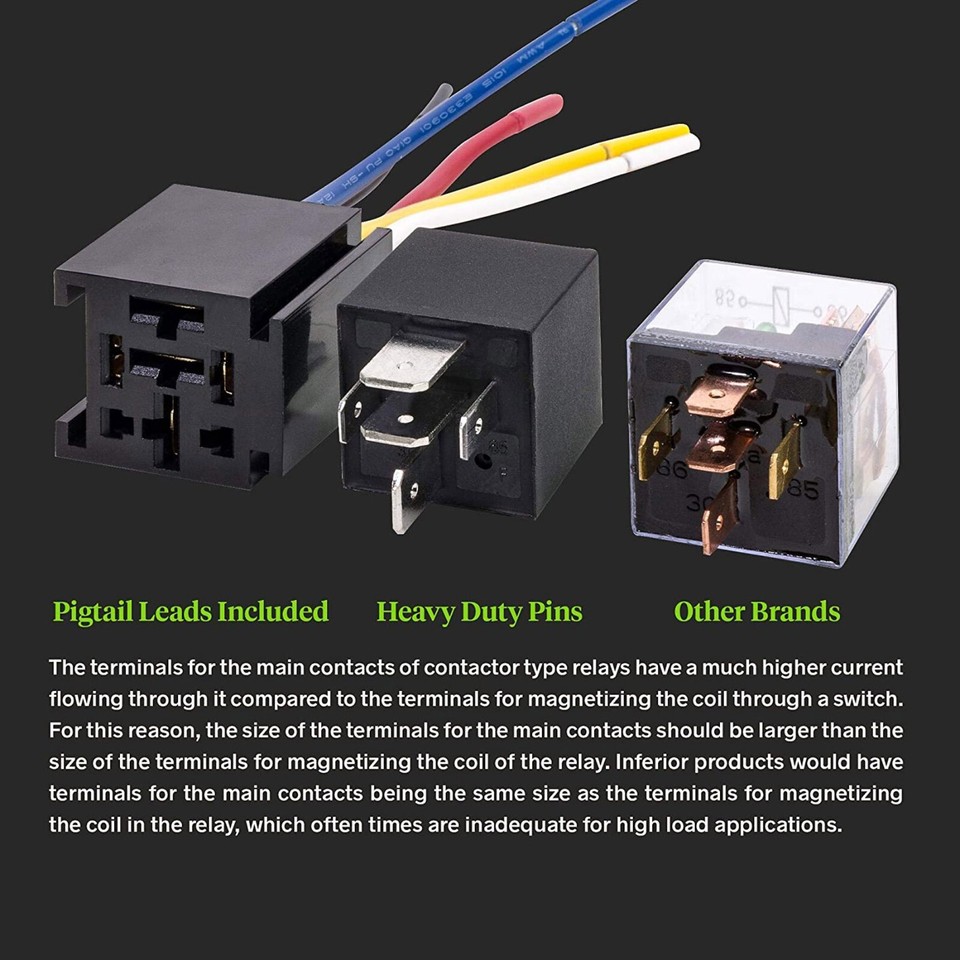 5Pcs Car 12V DC 40A 5-Pin Relay Switch Harness Socket Waterproof ...