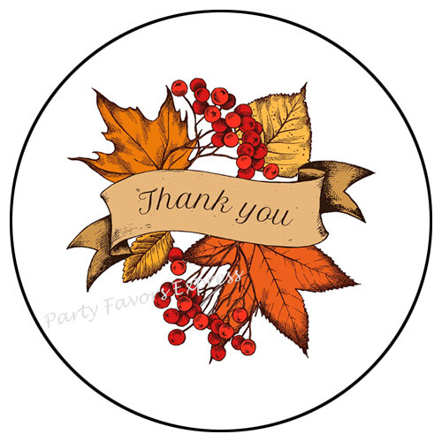 THANK YOU FALL LEAVES ENVELOPE SEALS LABELS STICKERS PARTY FAVORS | eBay