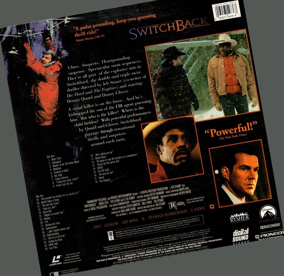 Switchback (Laserdisc 1997 Widescreen Edition) Dennis Quaid Danny ...