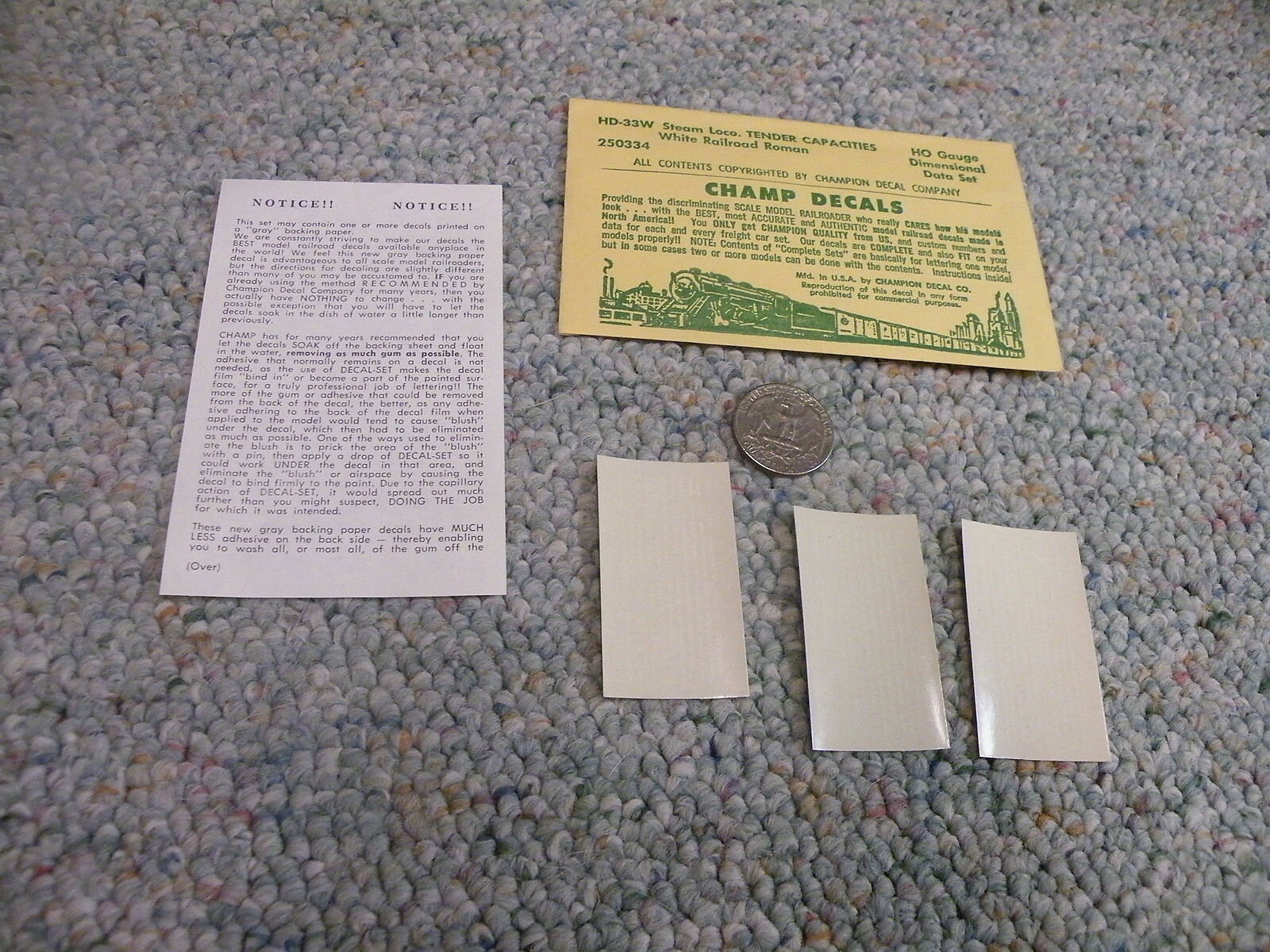 Champ decals HO HD-33W Steam loco tender capacities white railroad ...