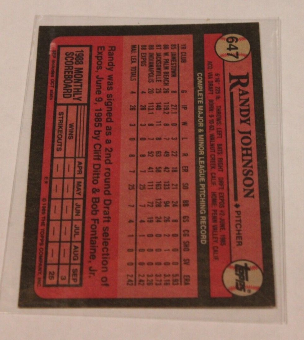 1989 Topps Tiffany #647 Randy Johnson | eBay