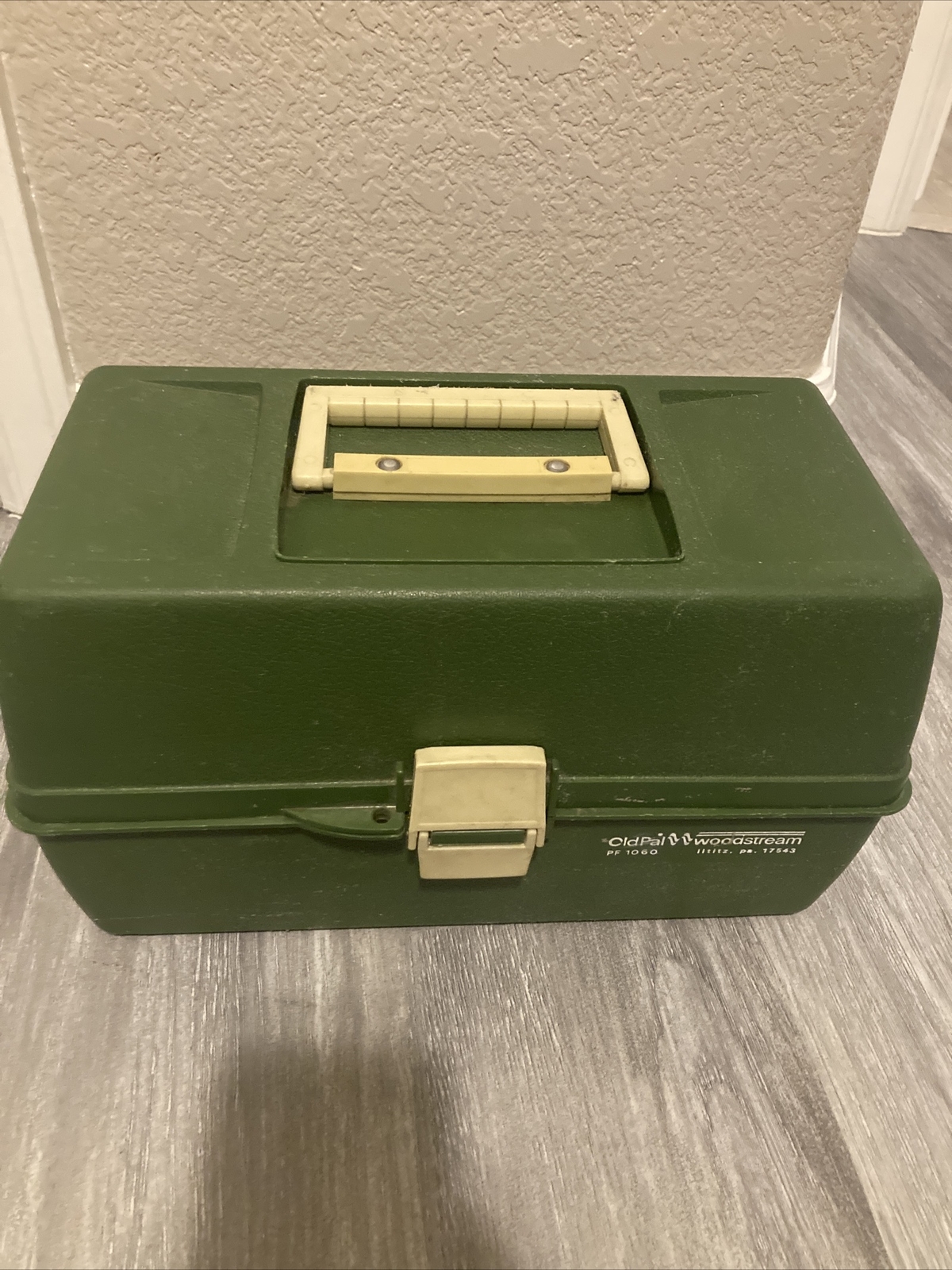 Old Pal Woodstream PF-1060 Fishing Tackle Box Vintage Green With Trays ...