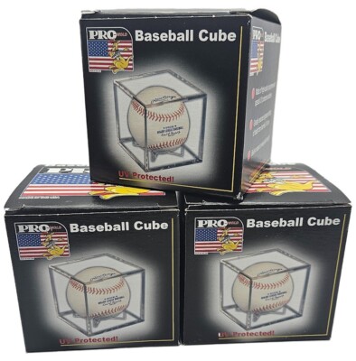 (3 Count) Pro-Mold Ball Cube IV Square Baseball Holder Display Case UV ...