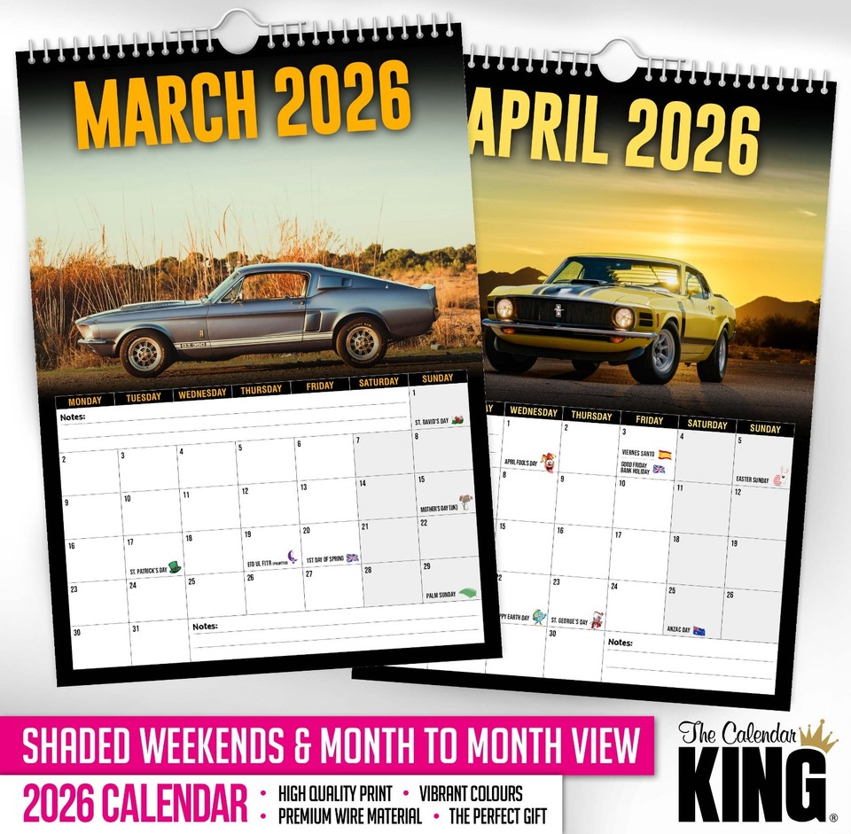 2026 Calendar - Ford Mustang - Cars / Motoring / Nostalgic / Christmas ...