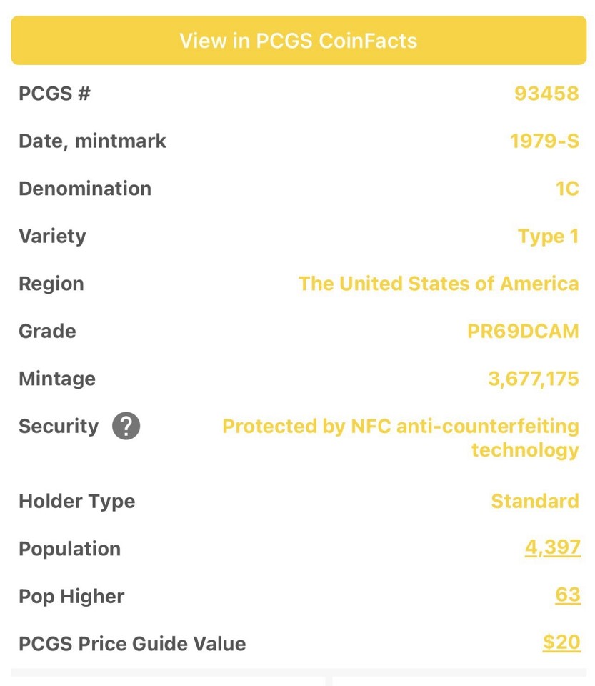 Lot Of 2 1970's ( 74 & 79)Lincoln Cent PCGS PR69DCAM ( PCGS Book Val ...