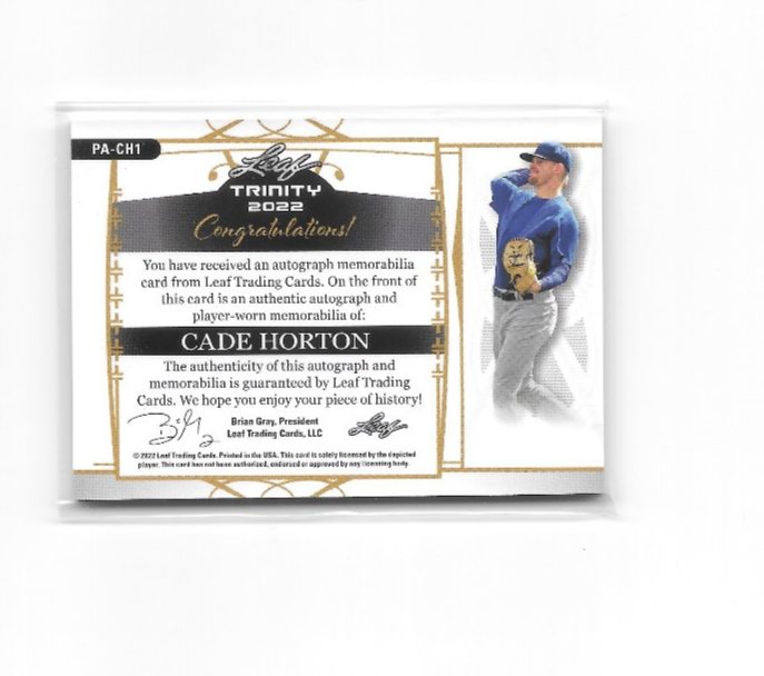 Cade Horton 2022 Leaf Trinity Patch Auto 15/25 | eBay