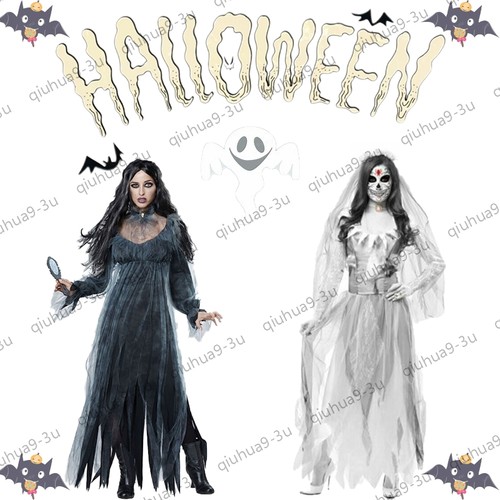 Women Horror Ghost Bride Dress Dead Corpse Zombie Cosplay Halloween ...