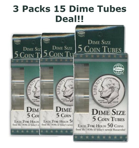 15 High Quality Harris Tubes For Dime Size 50 Coins Each Holder W ...