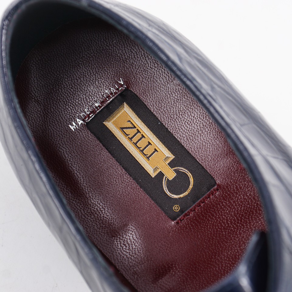 Zilli Navy Blue Genuine Full Alligator Leather Derby US 13 (Eu 46 ...