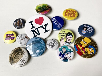 Set Of 14 Misc Pins / Buttons. Nerd Culture Art Gift | eBay