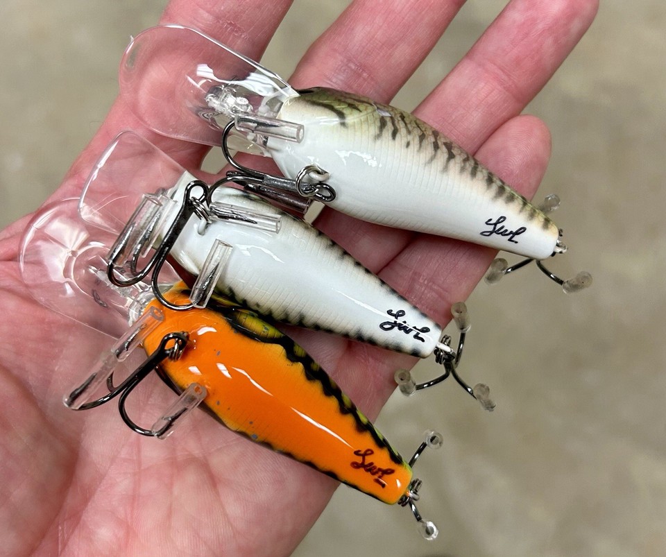 Set 3 Custom Painted Fishing Lures Crankbaits Tater Hog Bass Walleye ...
