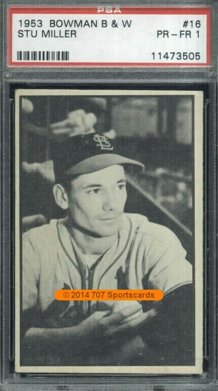 1953 Bowman - Black and White Stu Miller #16 (RC) for sale online | eBay