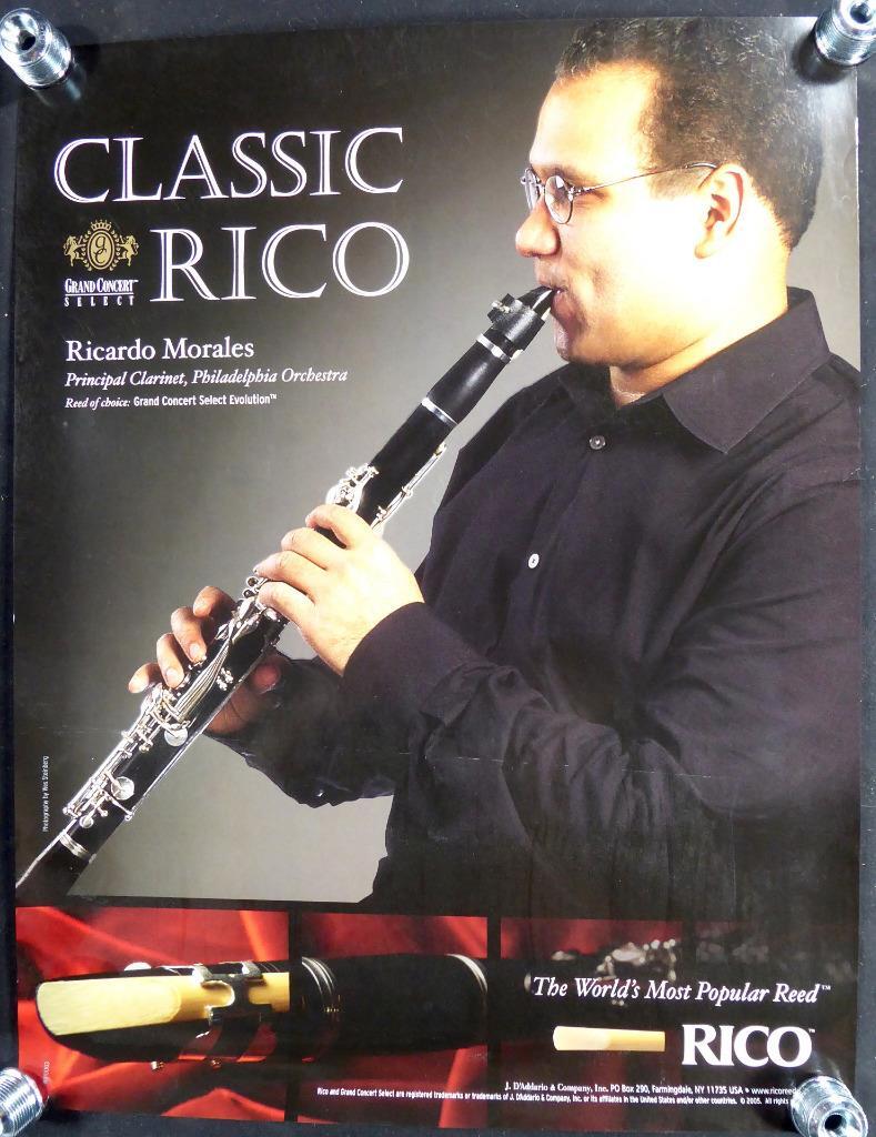 Rico Reeds Ricardo Morales Clarinet Advertising Poster 13 x 17 New Old ...