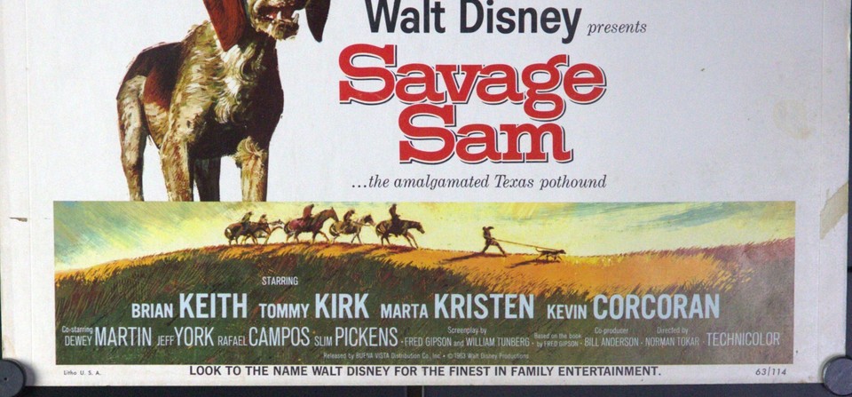 Savage Sam - 1963 Original Window Card. Walt Disney, Brian Keith, Tommy ...