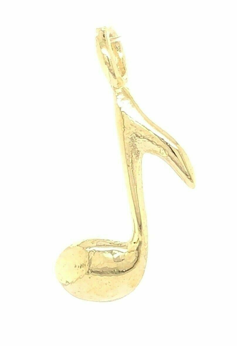 14k Yellow Gold Musical Note 8th Note Music Note Charm Pendant 0.9 gram ...