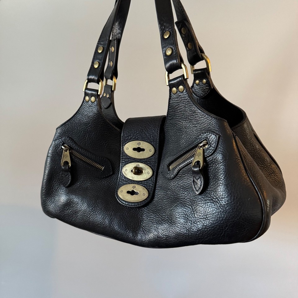 Authentic Mulberry Leather 3 Locks Black Small Bag | eBay