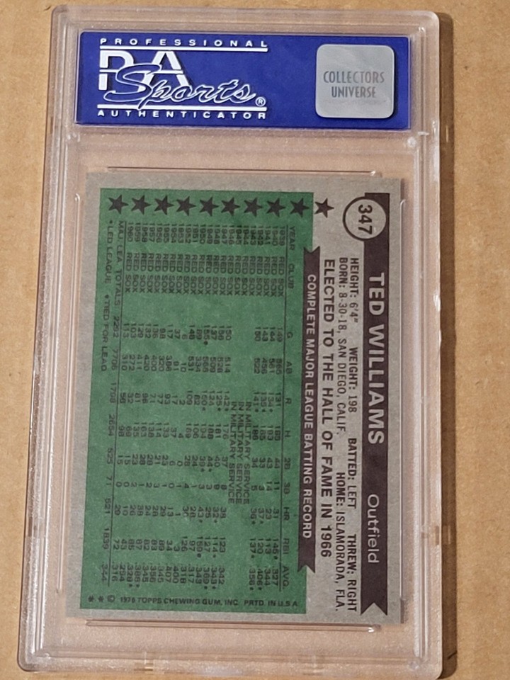 1976 TOPPS ALL TIME ALL-STAR #347 TED WILLIAMS PSA 9 | eBay