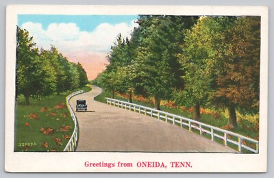 Postcard Greetings From Oneida Tennessee Old Car on Country Road | eBay