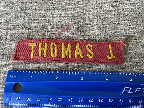1950's US Army Or USMC Red Utility Uniform Name Tag Tape Patch Thomas J ...