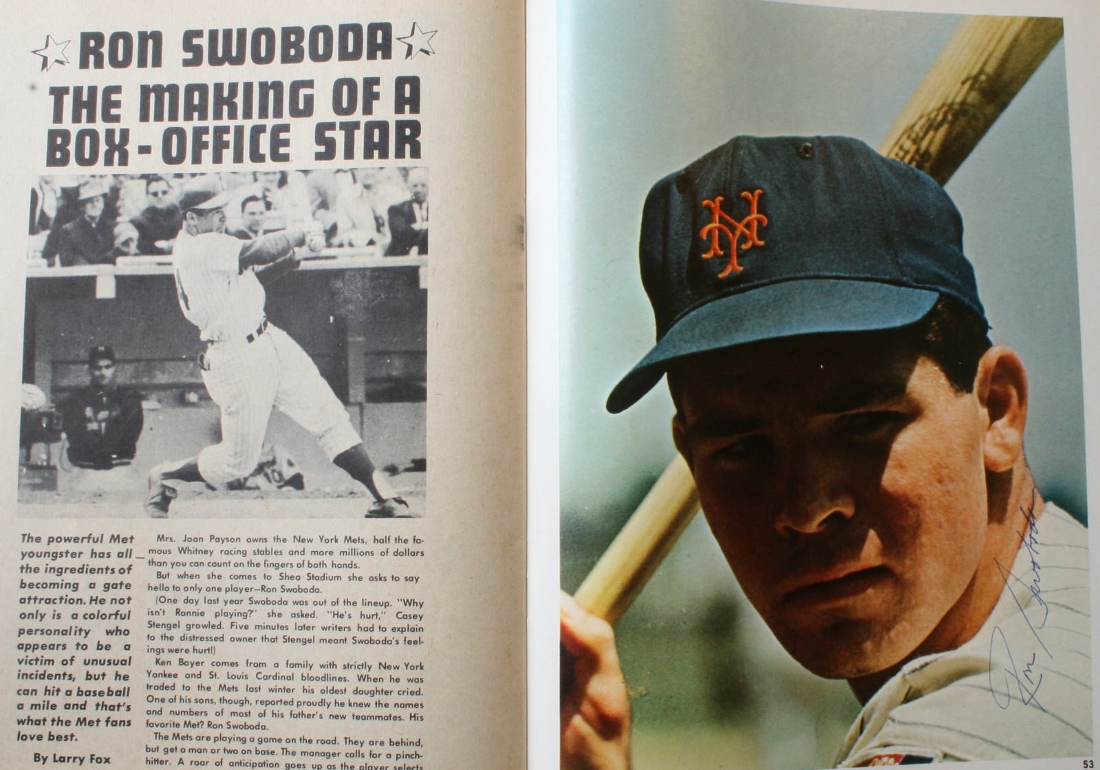 1966 Ron Swoboda NY Mets Signed Complete Sports Magazine Joe Namath ...