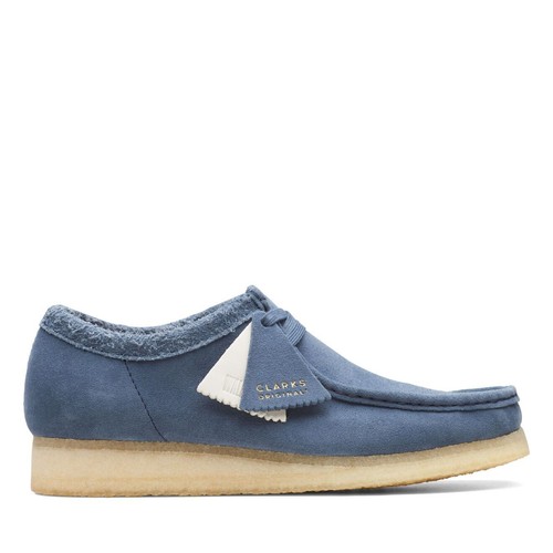 BNIB Mens Clarks Originals WALLABEE Blue Suede Shoes | eBay UK