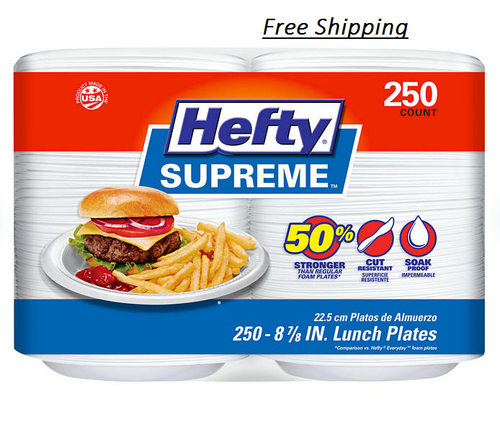 Hefty Supreme Foam Disposable Lunch Plates, 8 7/8", 250 ct.FREE ...