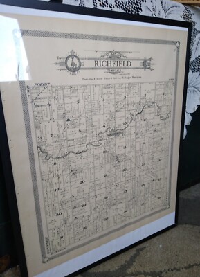 Michigan Genesee County Richfield Township Map 1907 16 x 20" Framed ...