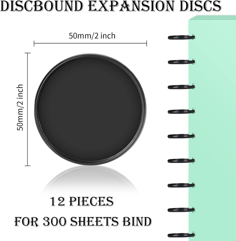 12 Pieces 2 Inch Discbound Expansion Discs Large Black Discs Binder ...