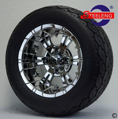 GOLF CART 12" CHROME VAMPIRE WHEELS/RIMS and 20"X10"-12" GECKO TURF ...