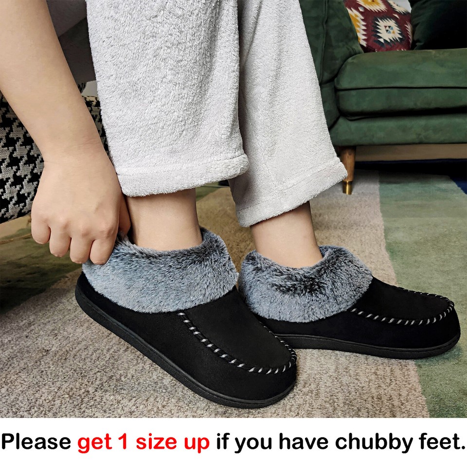 Womens Cozy Ankle High Bootie Slippers Soft Fuzzy Memory Foam Boots ...