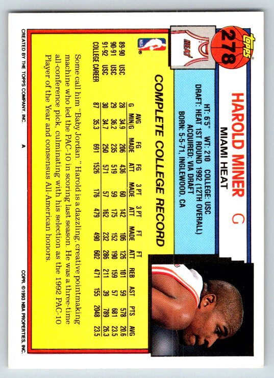 1992-93 Topps #278 Harold Miner Gold | eBay