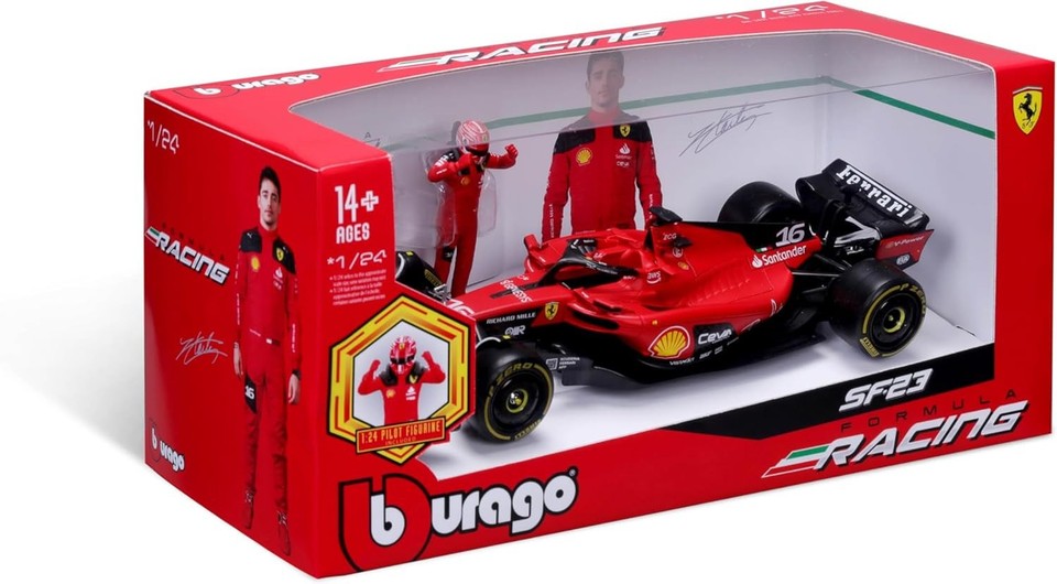 BNIB! Bburago Charles Leclerc #16 2023 Ferrari SF-23 -Scale Model 1/24 ...